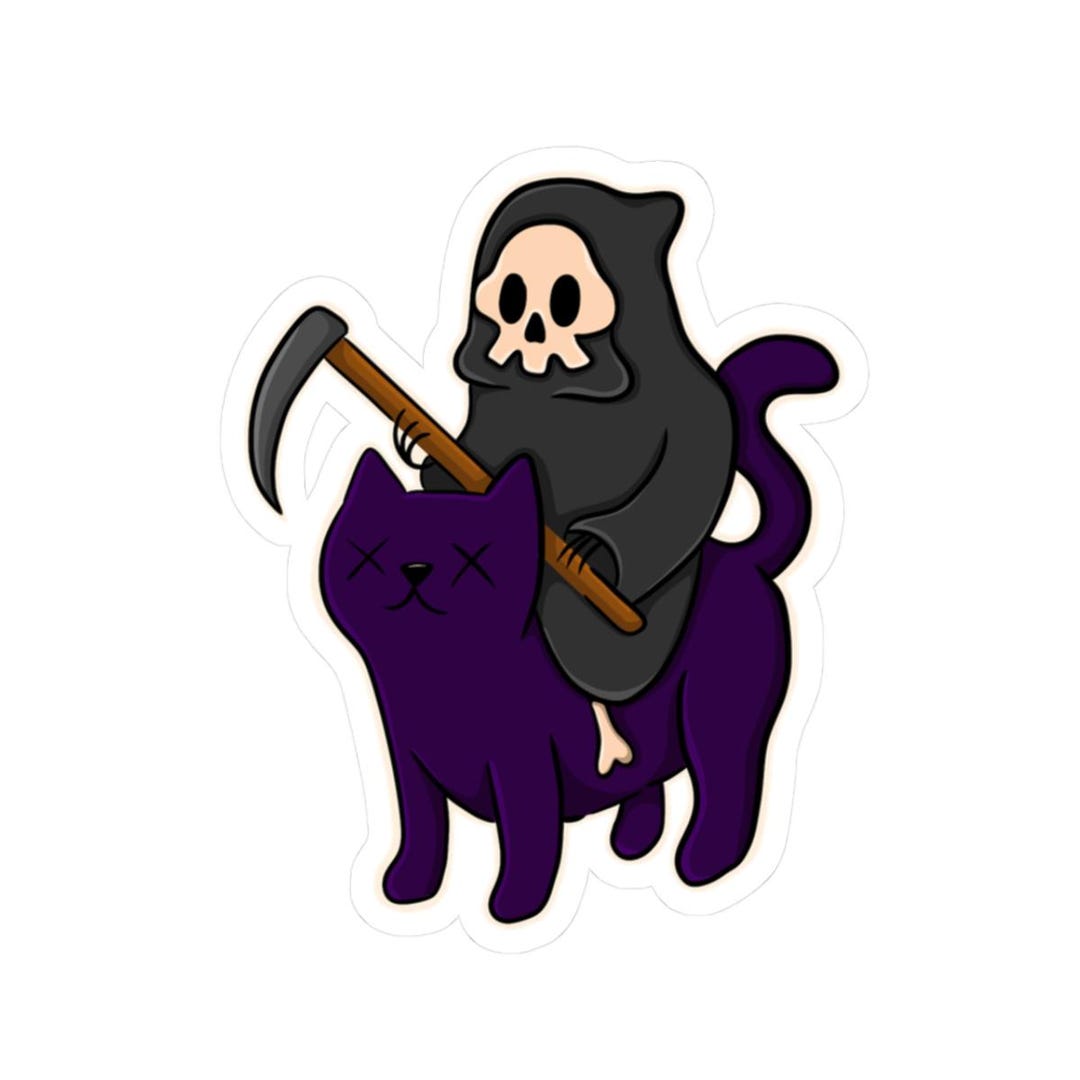 Cute Grim Reaper Cat Stickers, Fun & Quirky Stickers for Laptop, Water ...