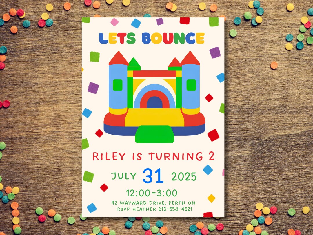 Bouncy Castle Birthday Invitation: Editable Kids Party Invite (canva ...