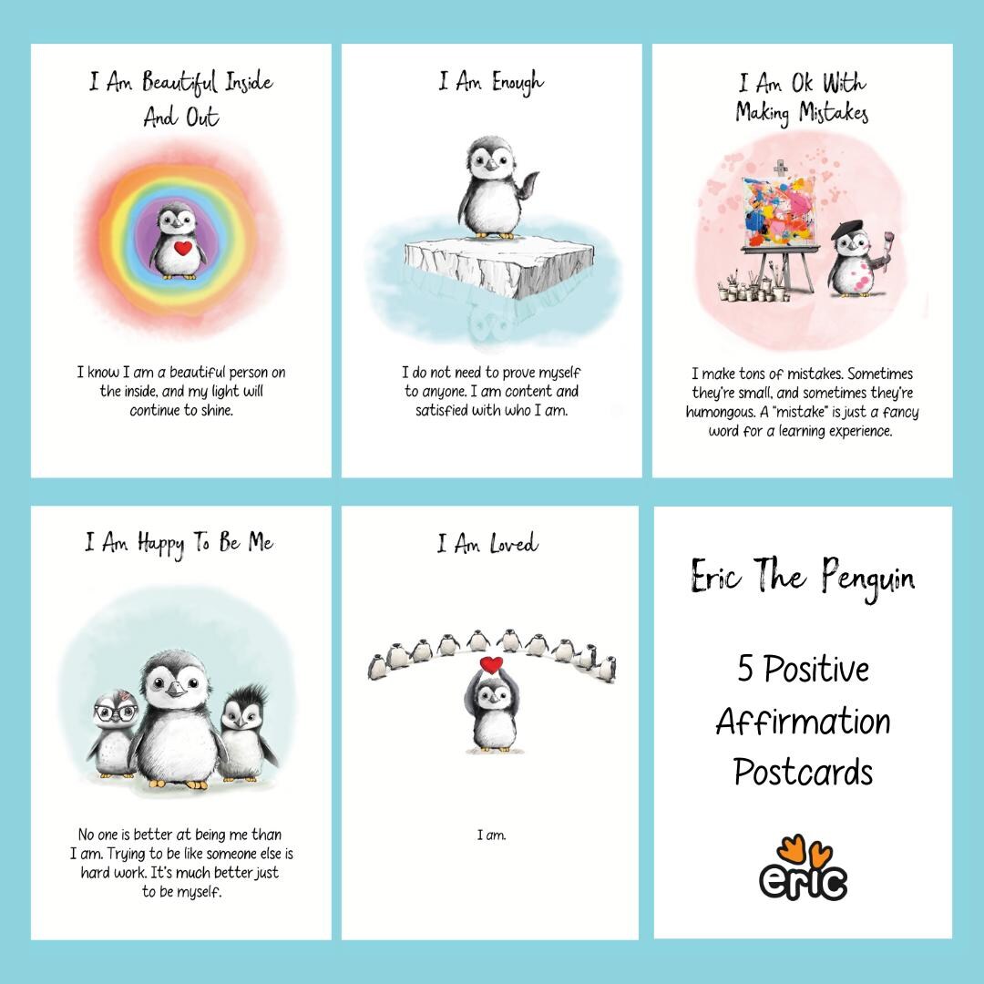 Eric the Penguin Postcards – 5-pack – Uplifting Prints for Confidence ...
