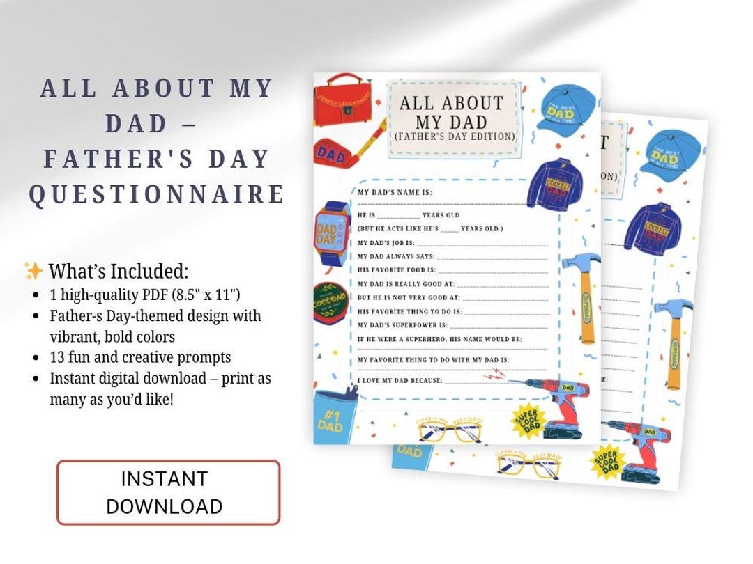 Father's Day Printable Questionnaire: Sports Theme, Fun Fill-in Gift ...
