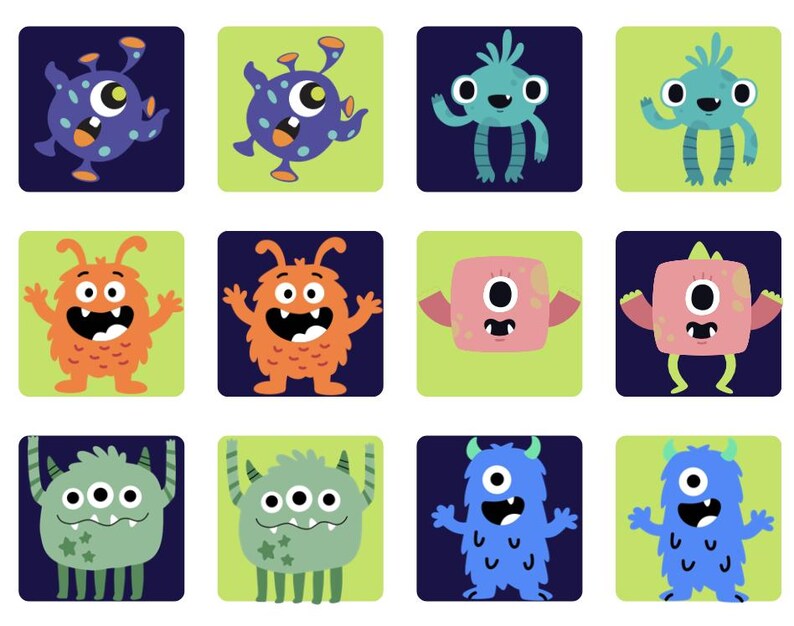 Monster Memory Matching Game, Winter Kids Activity (printable PDF File ...
