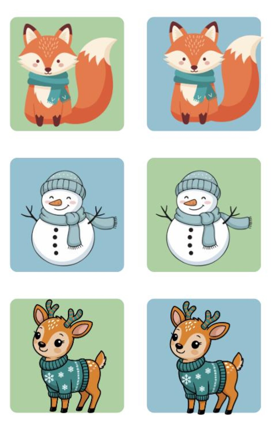 Winter Animal Matching Game – Printable Memory Game (instant Download ...