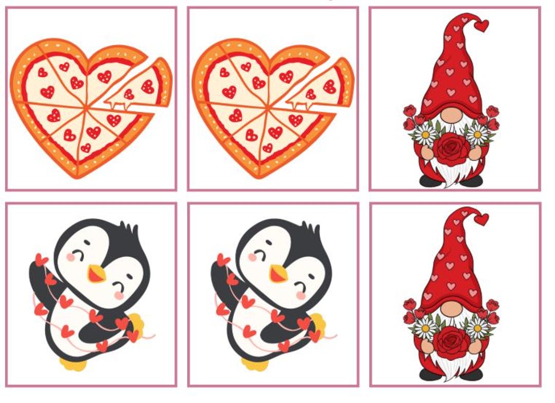 Valentine’s Day Matching Game for Kids | Printable Memory Game ...