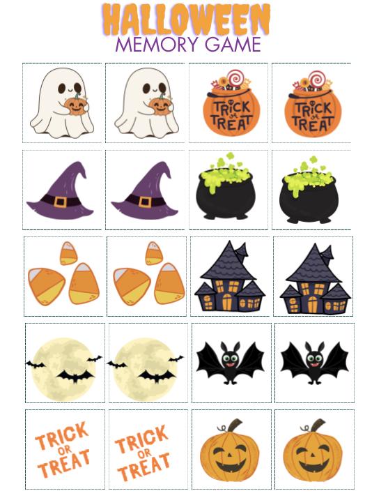 Halloween Memory Game for Kids: Printable Matching Game (instant ...