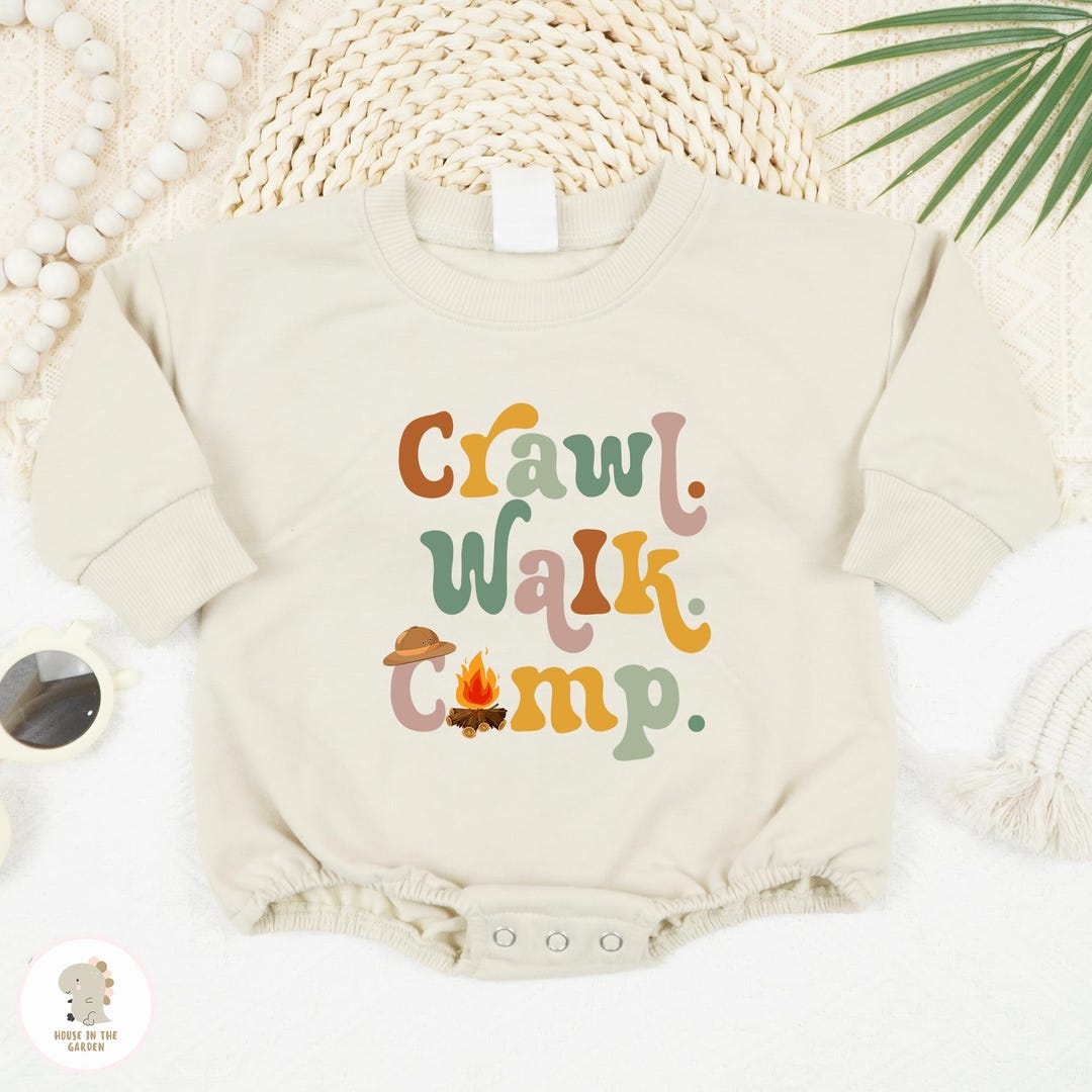 Crawl Walk Camp Baby Outfit, Happy Camper Baby, Outdoor Adventure ...