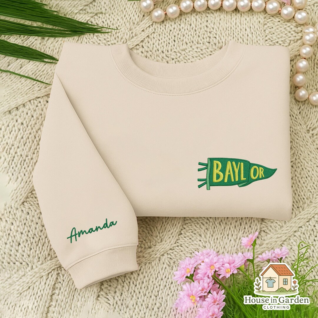 Embroidered Team Pennant Quarter Sweatshirt, Custom College Crewneck ...