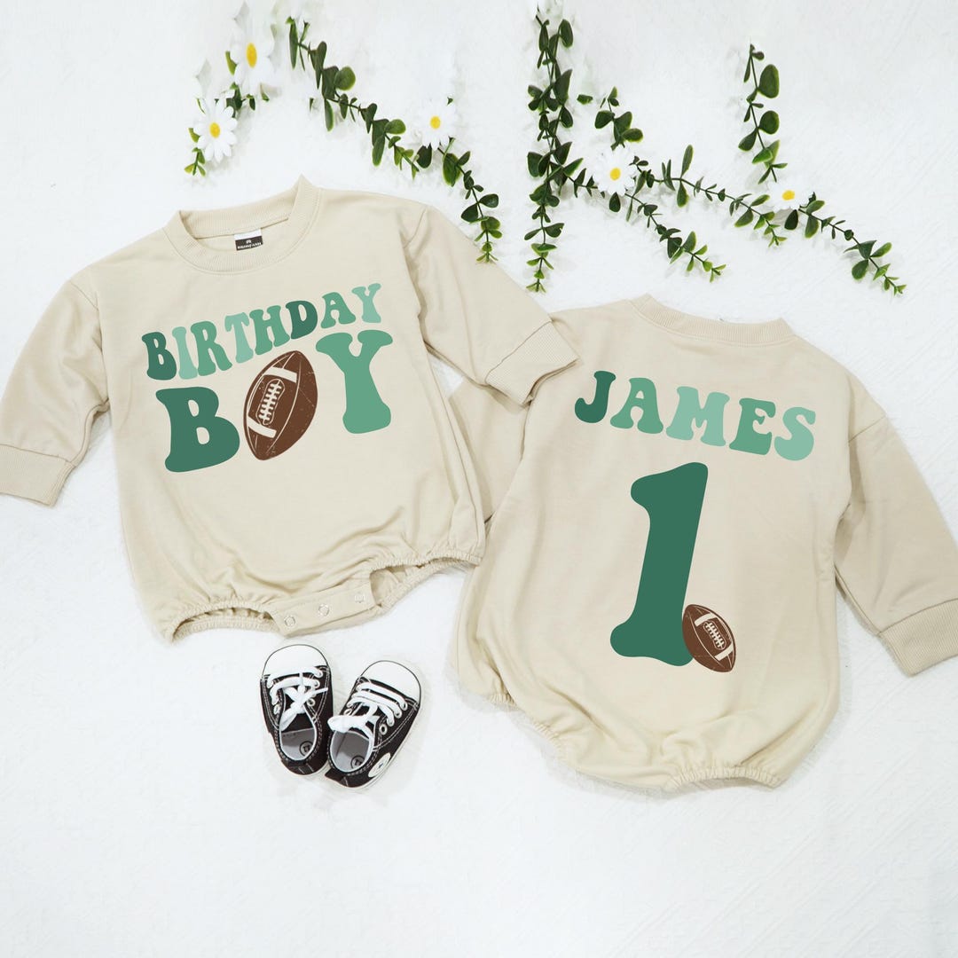 Personalized Birthday Boy Football Baby Romper, Birthday Boy Baby ...
