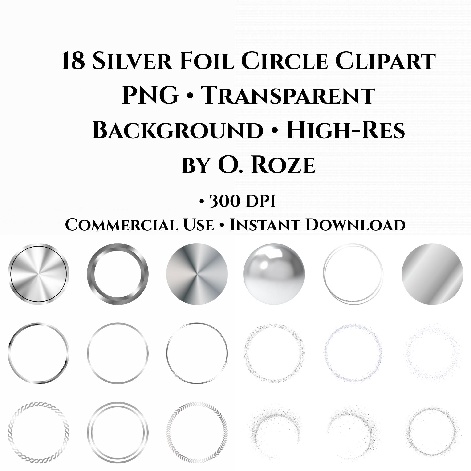 18 Silver Foil Circle Clipart PNG | Metallic Circle Frames | Round ...