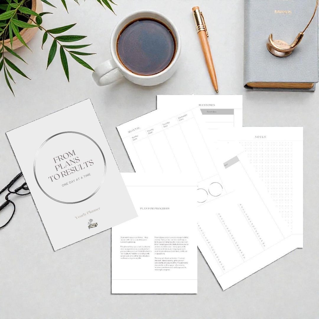 Yearly Planner Printable | From Plans to Results | Goal Setting ...