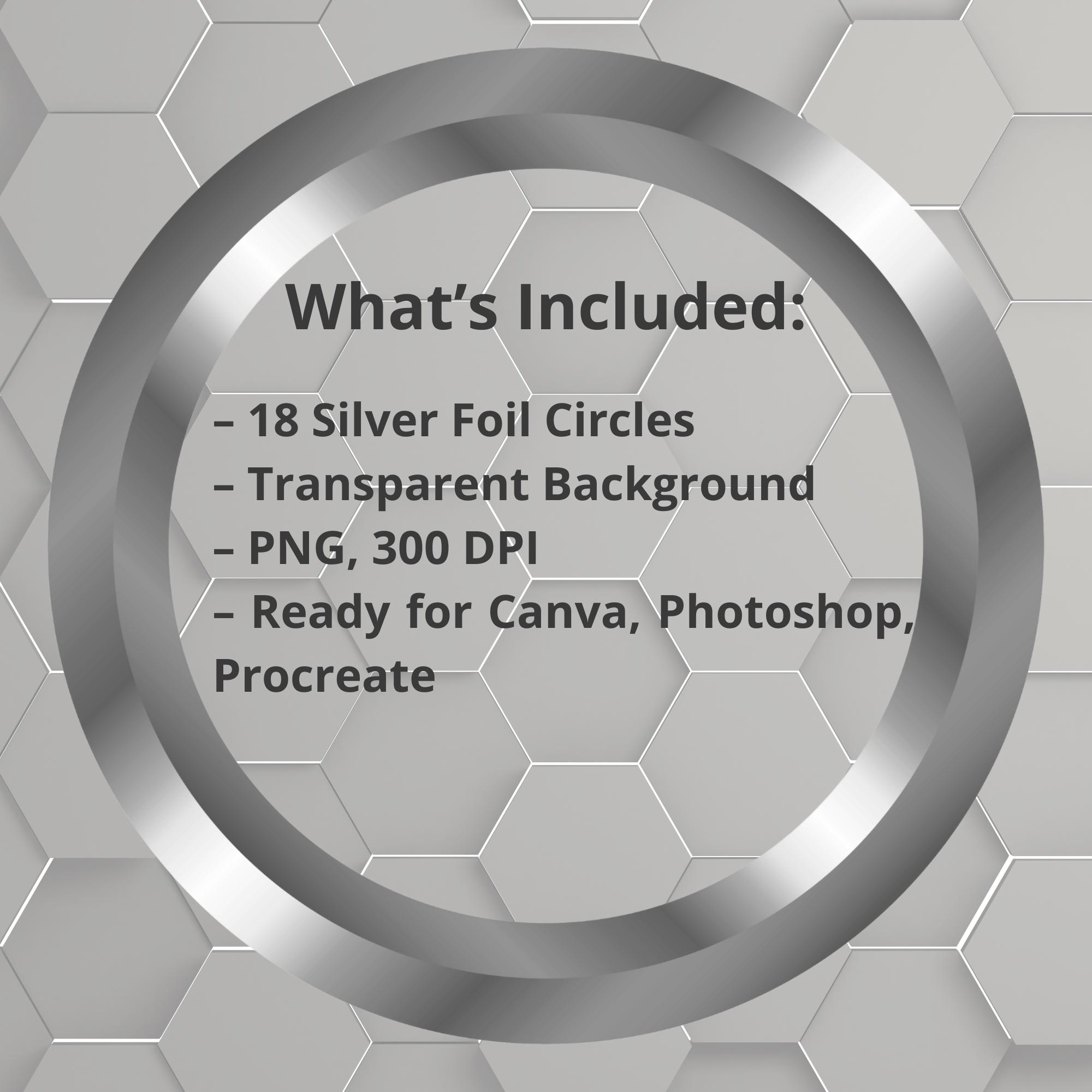 18 Silver Foil Circle Clipart PNG | Metallic Circle Frames | Round ...