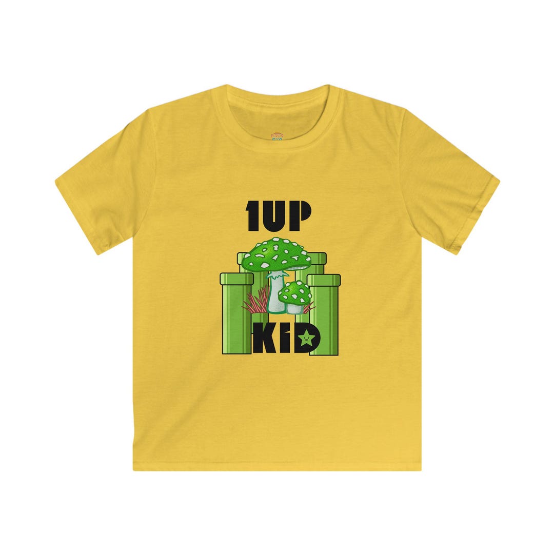Kids Gaming Tee With 1UP Mushroom Design, Fun Kids Tee, Video Game Gift ...