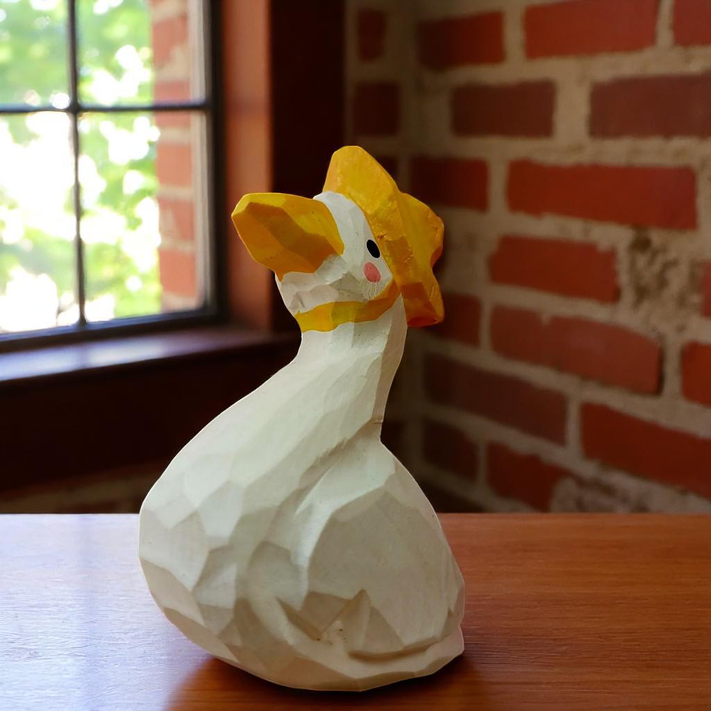 Hand-carved Wooden Duck Keychain: Miniature Wood Figurine Charm - Etsy