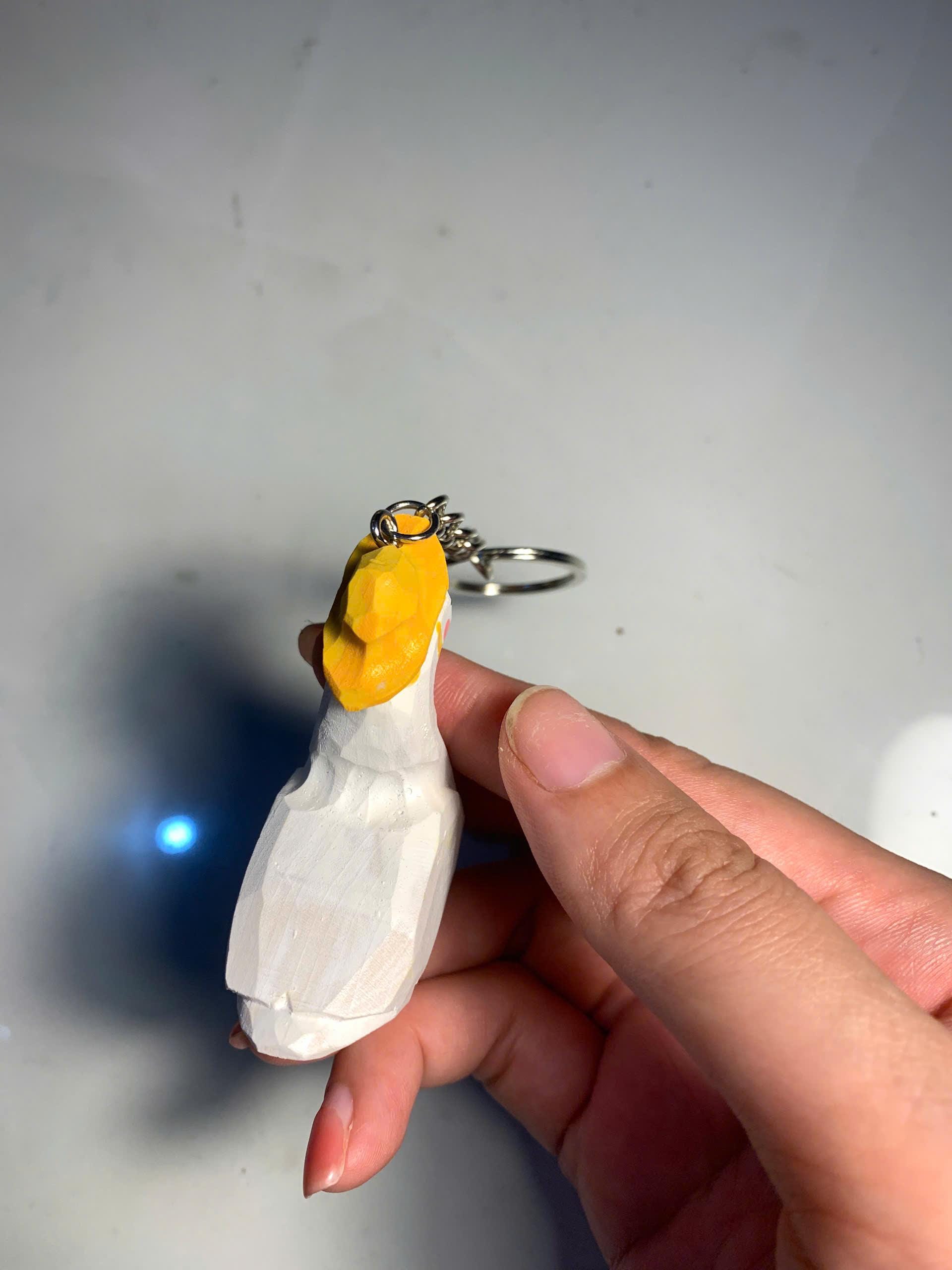 Hand-carved Wooden Duck Keychain: Miniature Wood Figurine Charm - Etsy