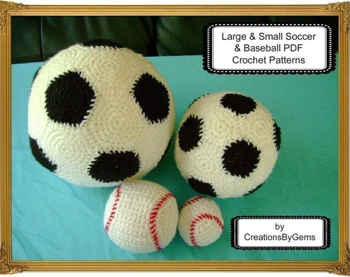 Small and Large Soccer Ball and Baseball PDF Crochet Pattern - Etsy