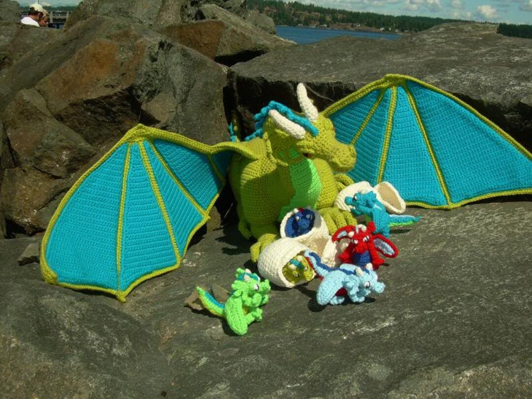 Guardian the Dragon With Babies and Egg PDF Crochet Pattern by ...