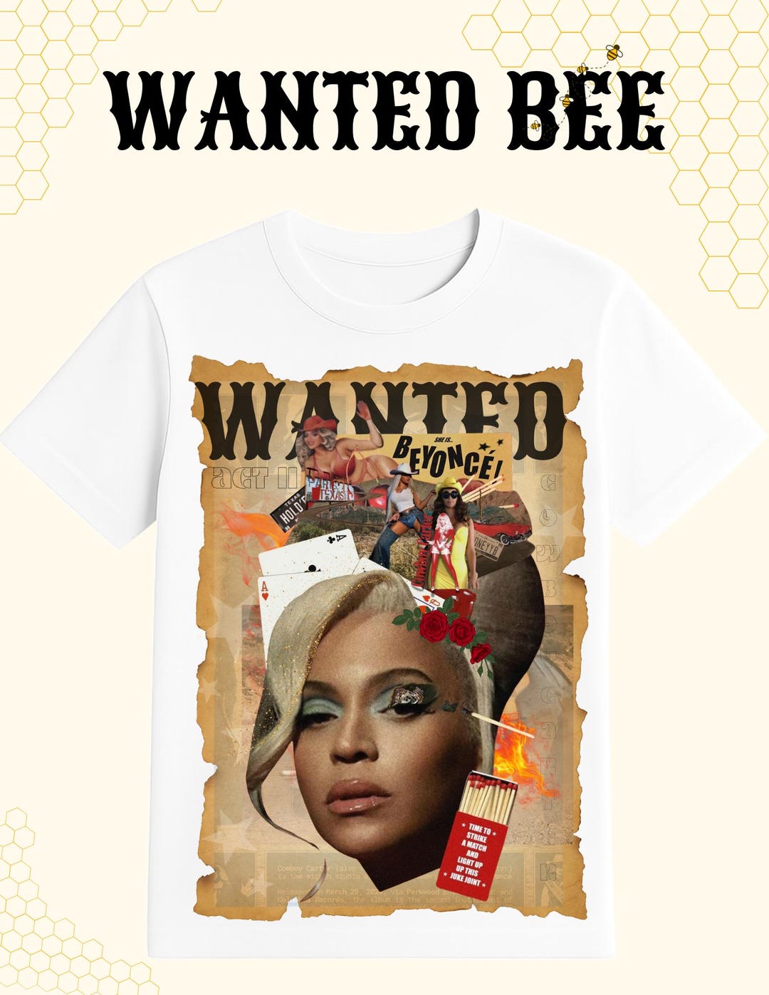 Wanted BEE Beyoncé Cowboy Poster Tee | Western Outlaw Graphic Shirt ...