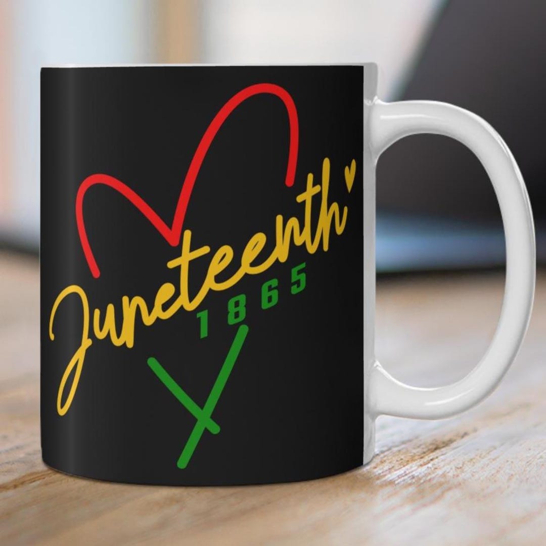 Juneteenth 1865 Heart Coffee Mug, African American Heritage Gift, Black ...