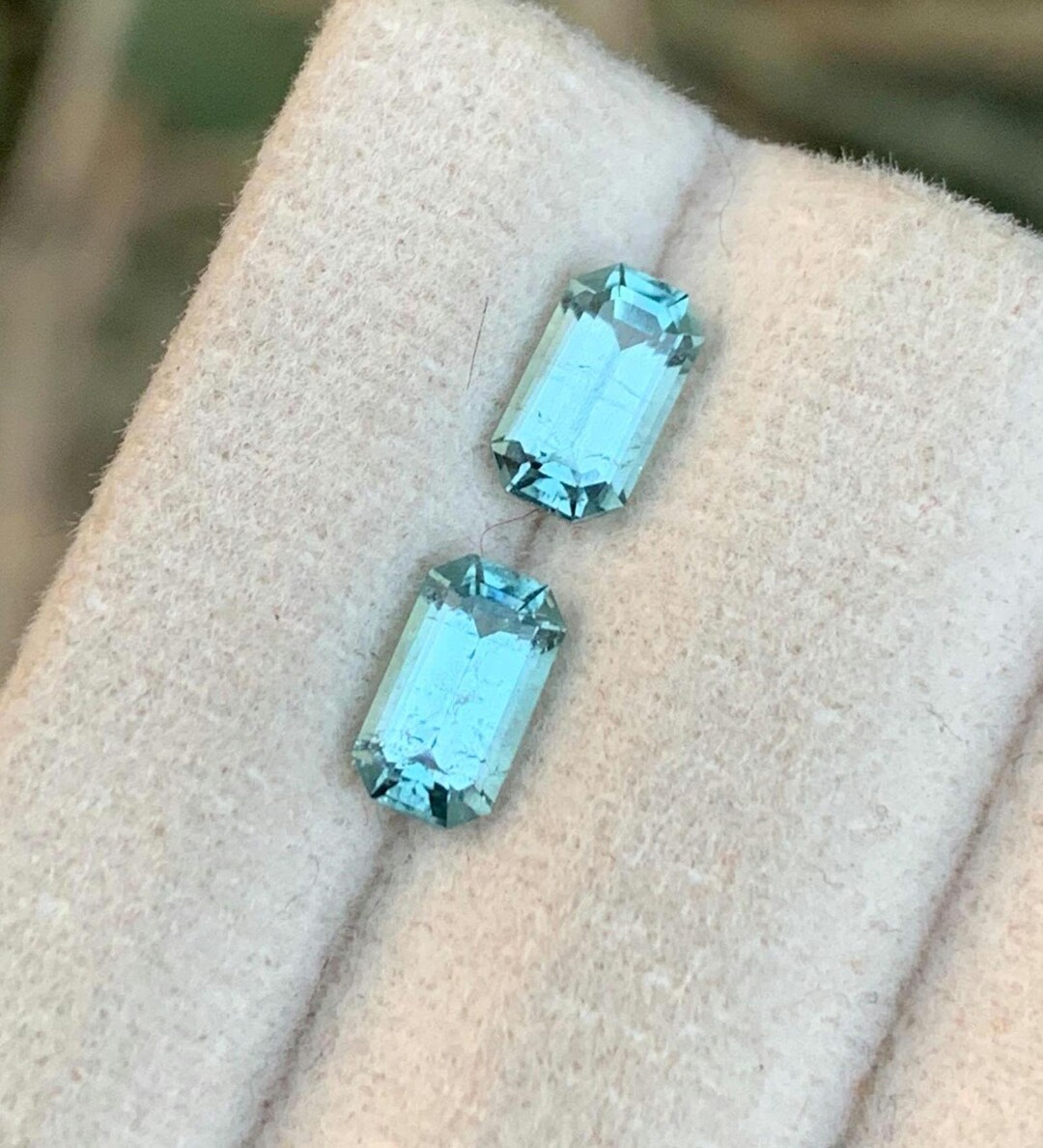 Natural Blue Tourmaline Emerald Cut Gemstone - Etsy