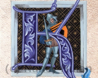 Medieval Illuminated Letter H Alphabet Letter H Painted | Etsy