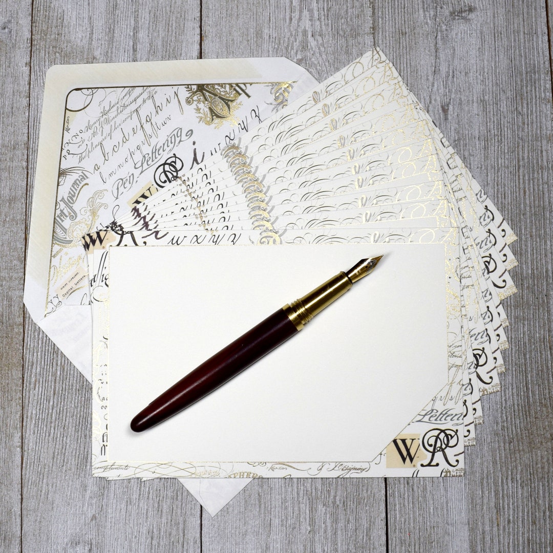 Penmanship Note Cards Matching Envelopes Set of 10 Kartos Calligraphia ...