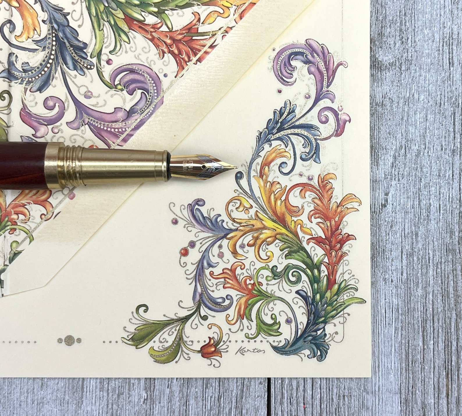 Colorful Leaf Stationery Sheets and Envelopes Kartos Allegro Portfolio ...