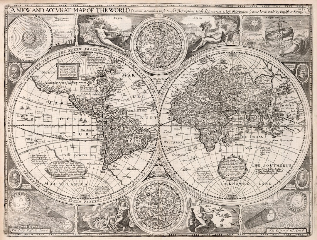 Vintage World Map, Cartography Art, Fine Art Reproduction MP025 - Etsy