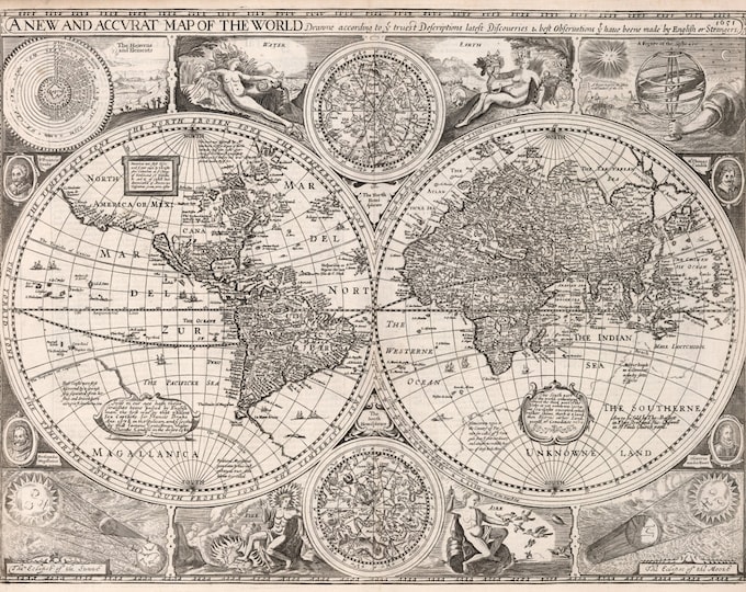 Vintage World Map Cartography Art Fine Art Reproduction - Etsy