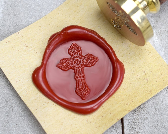 Christian Cross Wax Seal Stamp // Religious Symbol Brass Stamp for ...
