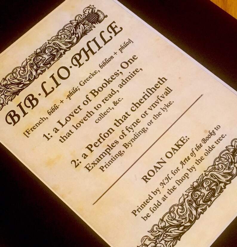 Bibliophile Dictionary Definition Typography Fine Art Print - Etsy