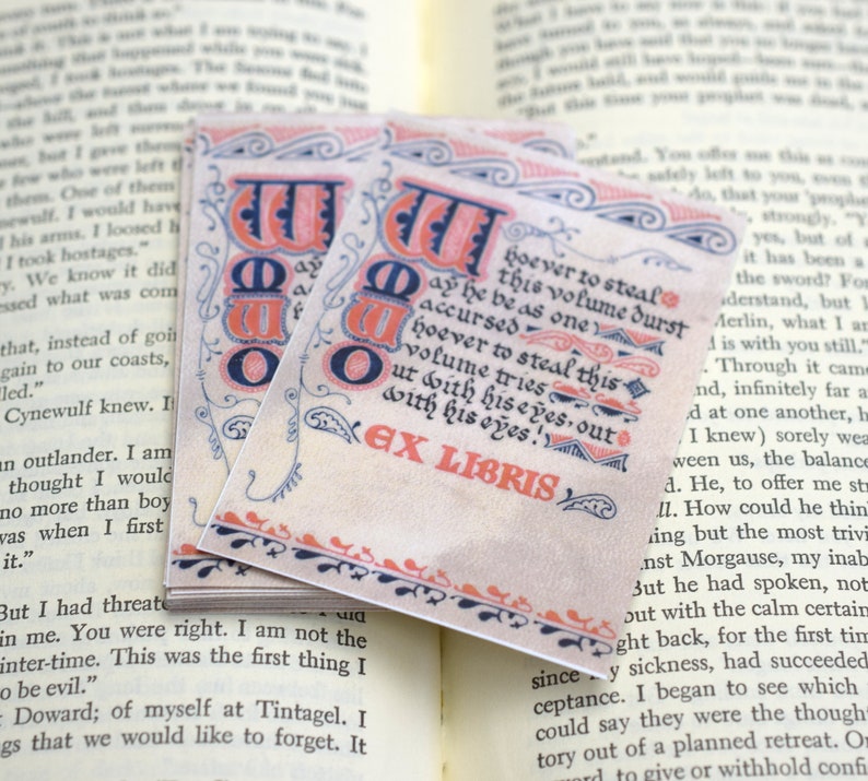 Medieval Bookplates: Book Curses, Self-adhesive Stickers Set of 24 - Etsy