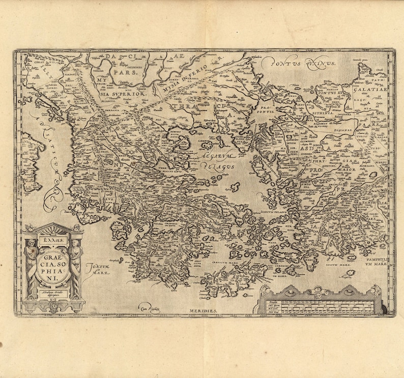 Old Map of Greece, Mediterranean Sea, 16th Century, Fine Art ...