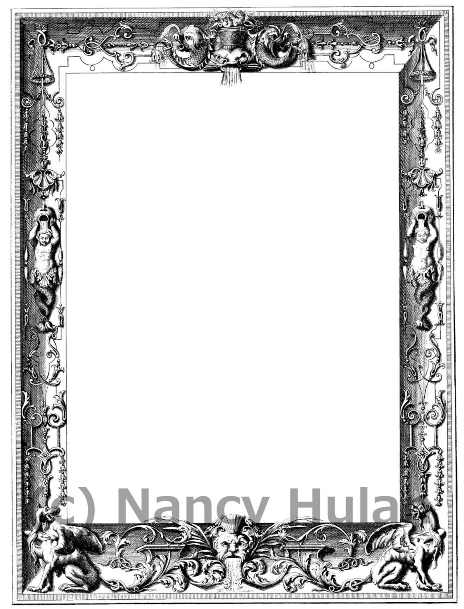 Mythical Creatures Renaissance Border for Letterhead and | Etsy