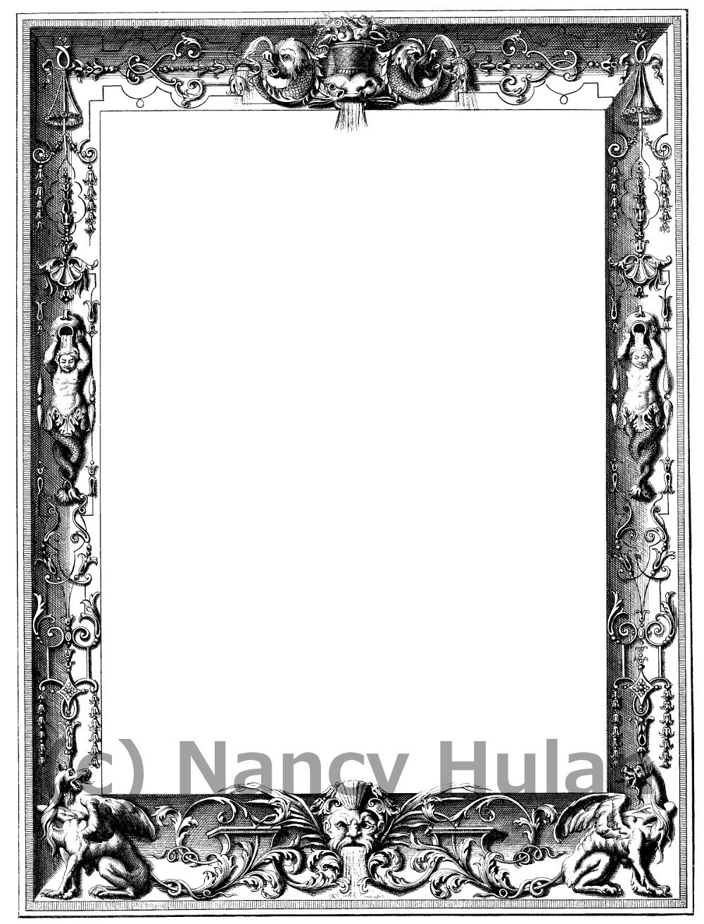 Mythical Creatures Renaissance Border for Letterhead and Stationery ...