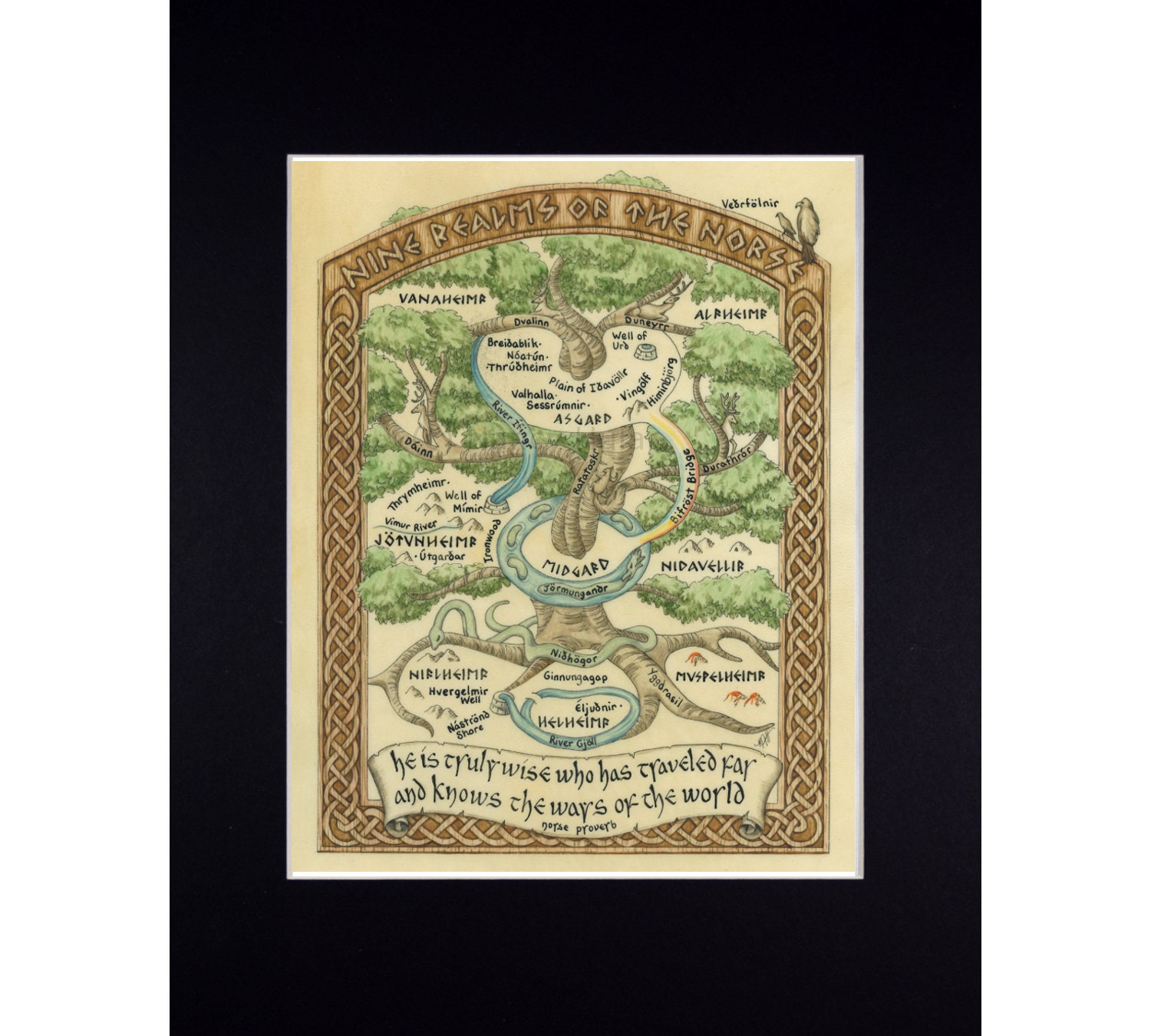 Norse Mythology Map of Yggdrasil With Asgard and Midgard Fine | Etsy