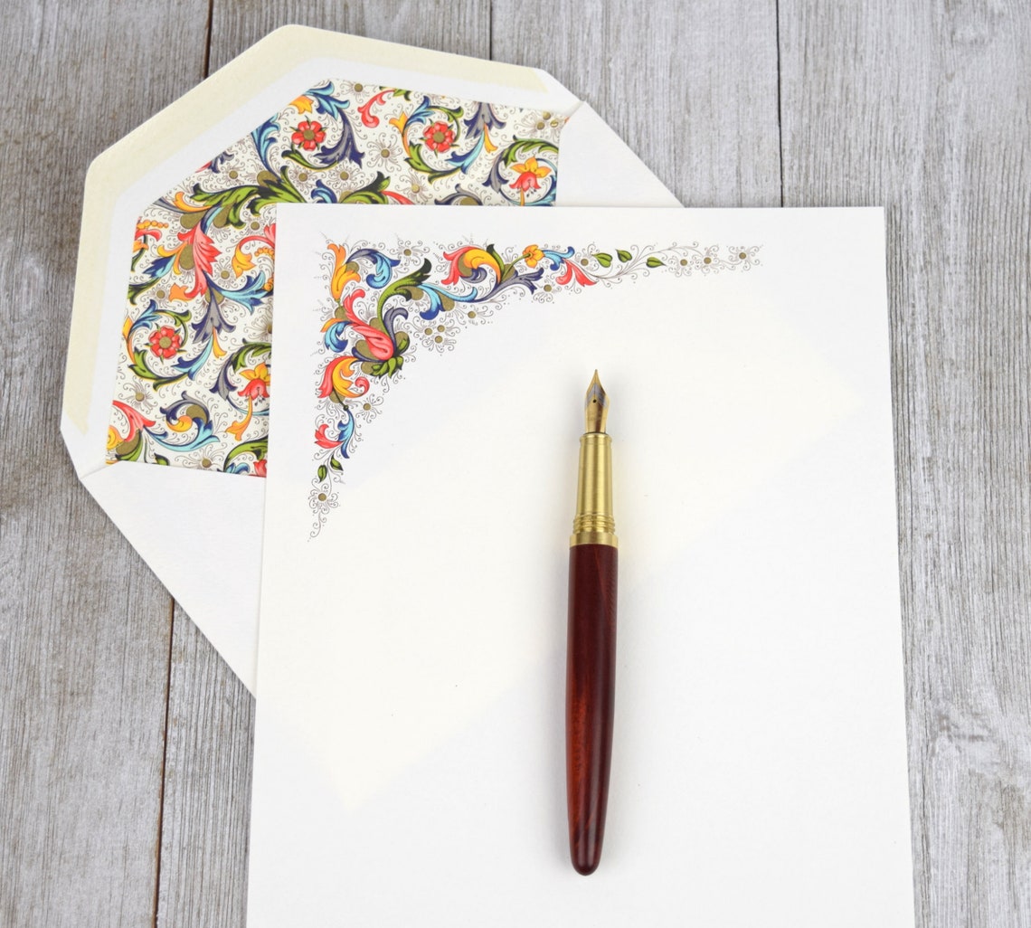 Medieval Stationery Set With Envelopes Acanthus Design Rossi - Etsy
