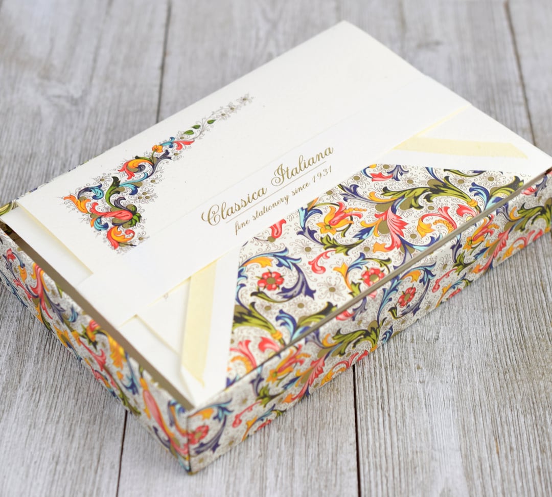 Italian Note Card Stationery Box Set Rossi Acanthus Cards - Etsy