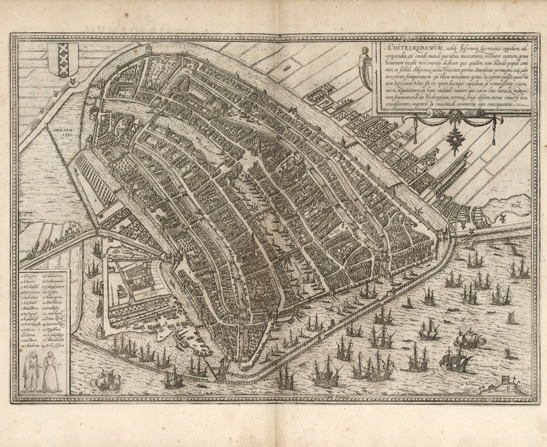 Old Map of Amsterdam, Netherlands, 16th Century City Map, Fine Art ...