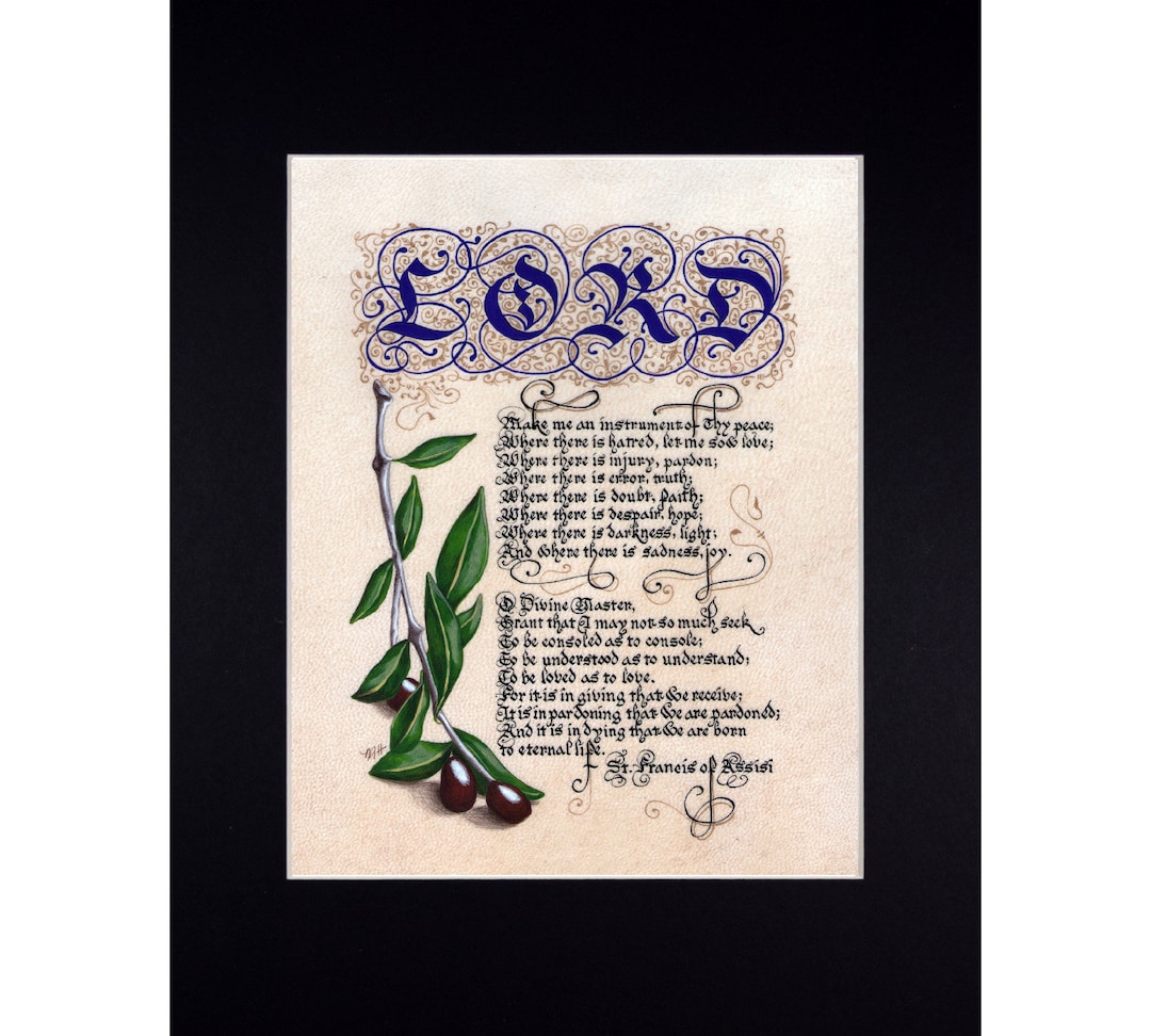 St Francis of Assisi Prayer in Calligraphy: Make Me an Instrument of ...