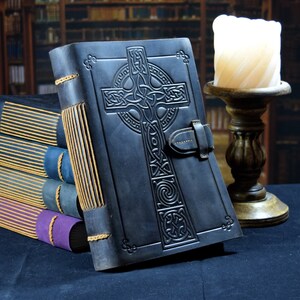 Celtic Cross Journal Brown Leather Blank Paper for Bible Study - Etsy