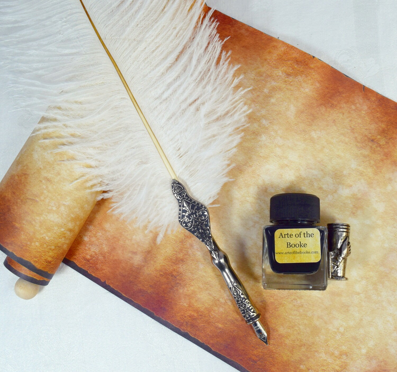 Ostrich Feather Quill Dip Pen Set with Metal Pen Stand for | Etsy