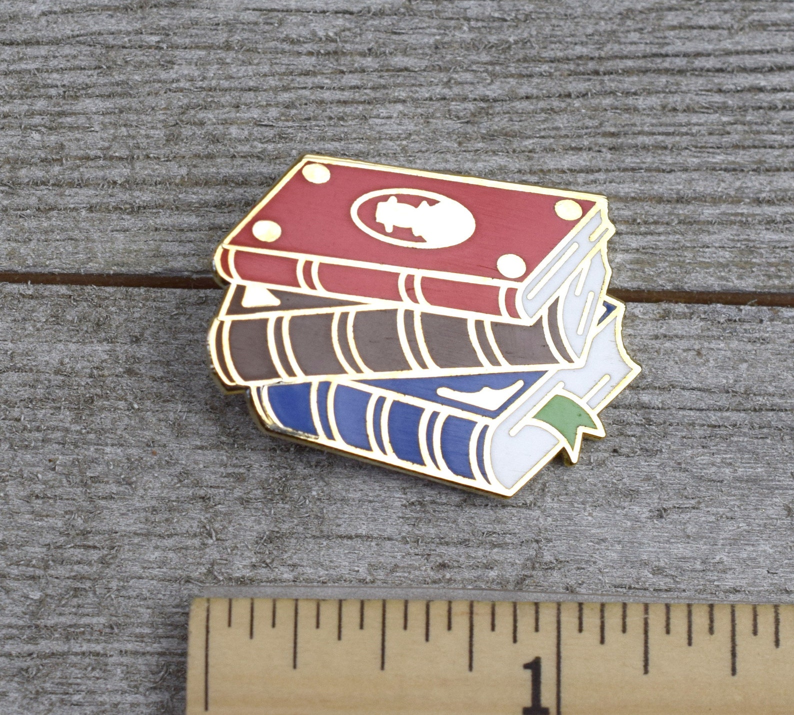 Book Stack Enamel Pin T For Readers Librarians Etsy