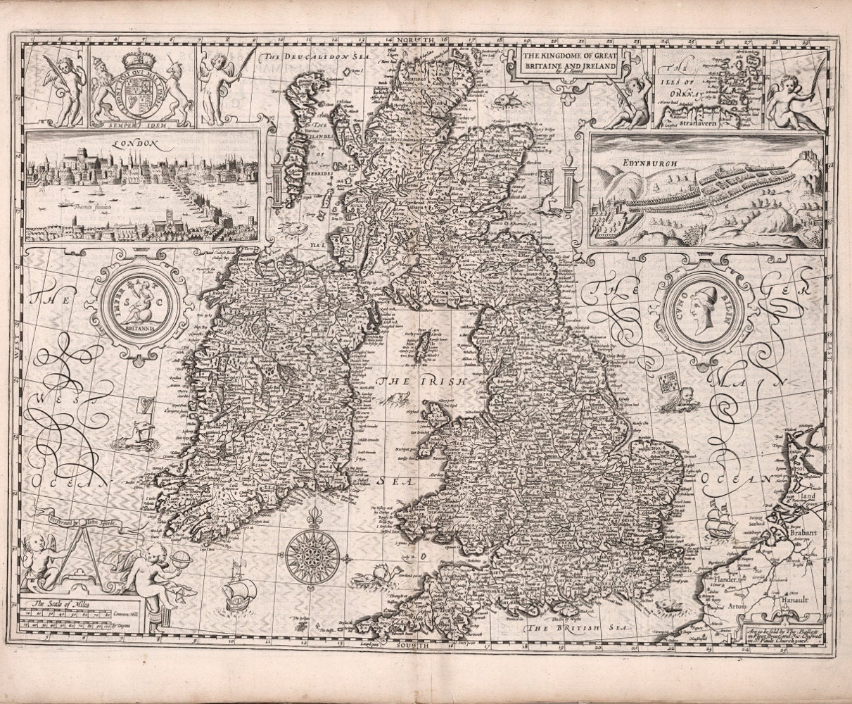 17th Century Map Of England And France