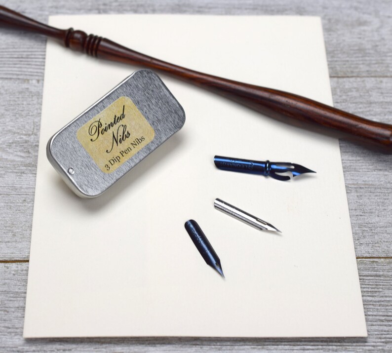 Pointed Calligraphy Nibs For Dip Pens And Holders Set Of 3 Etsy