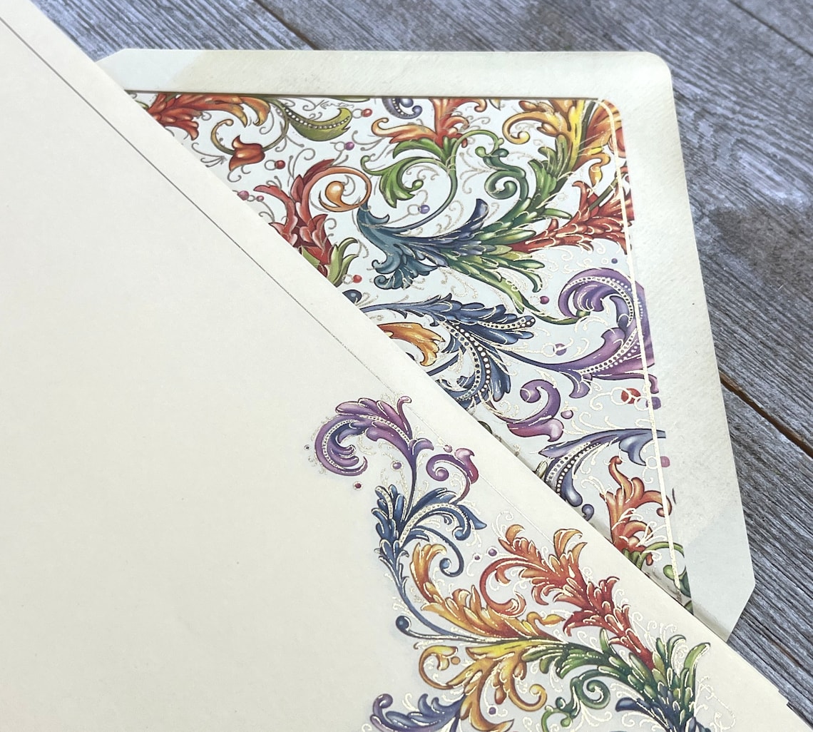 Colorful Leaf Stationery Sheets and Envelopes Kartos Allegro - Etsy