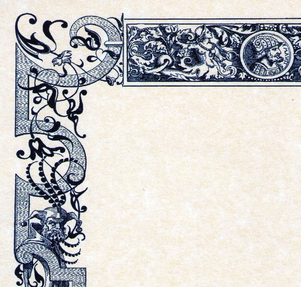 Scrollwork Victorian Border With Cherubs for Letterhead and - Etsy