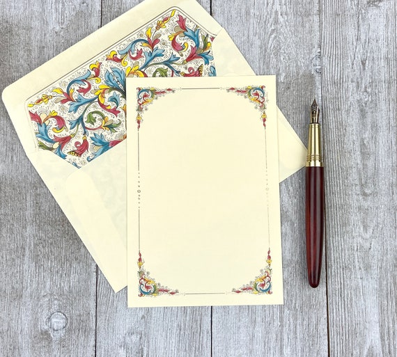Floral Note Cards Gold Foil Matching Envelopes Set of 10 - Etsy
