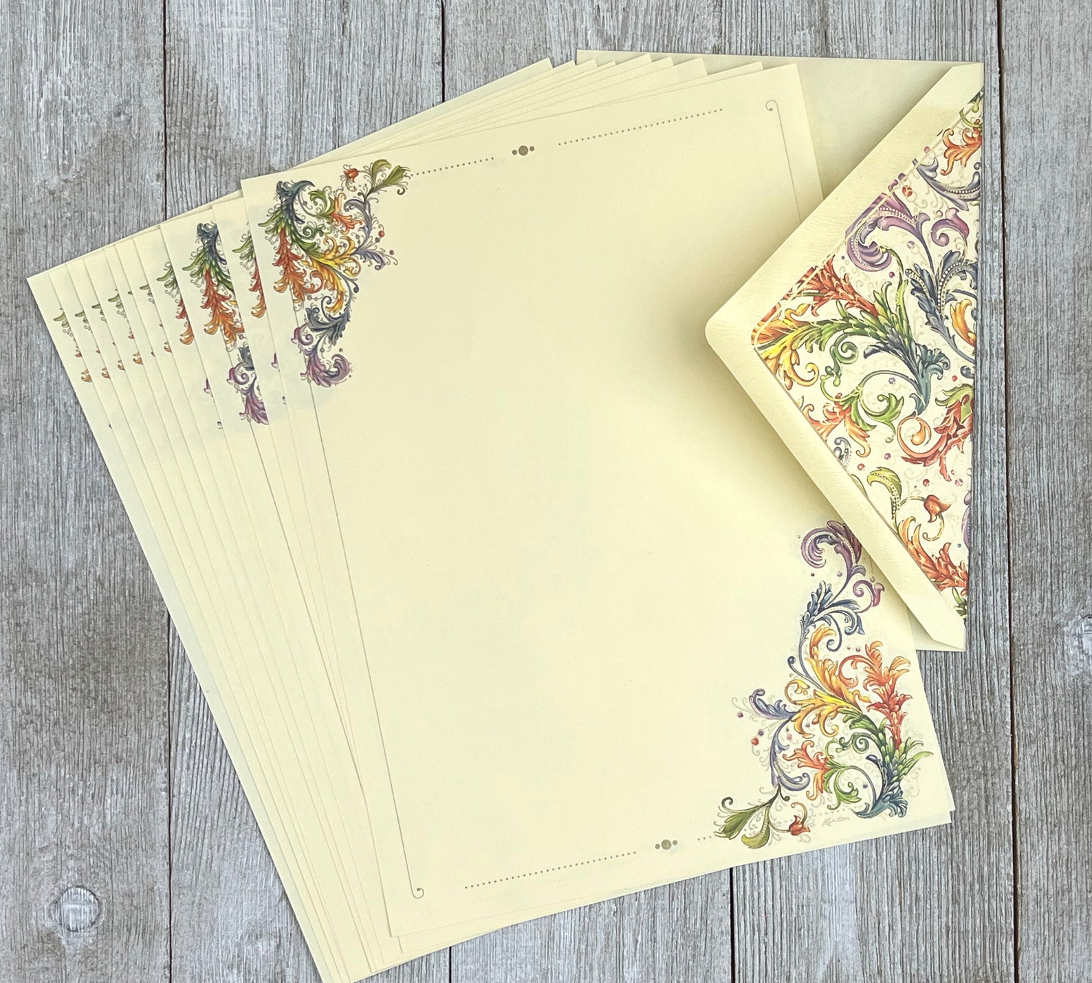 Colorful Leaf Stationery Sheets and Envelopes Kartos Allegro Portfolio ...