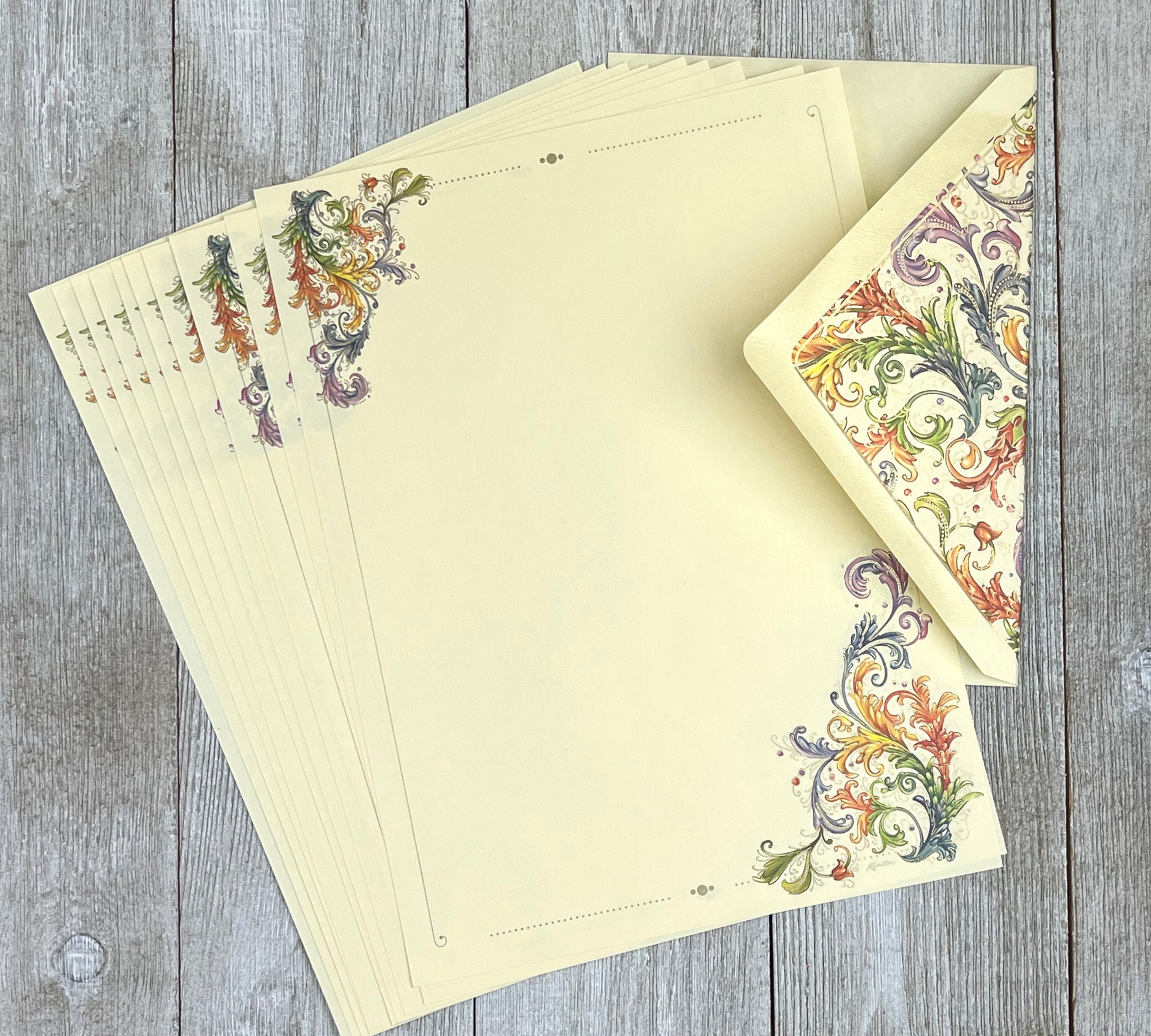 Colorful Leaf Stationery Sheets and Envelopes Kartos Allegro Portfolio ...