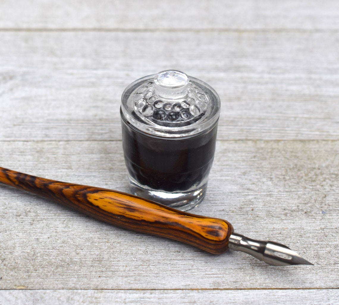 Glass Inkwell for Calligraphy Dip Pens and Quills Desk Ink - Etsy