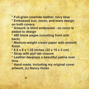 Sun and Moon Leather Journal With Embossed Stars Design Blank Paper - Etsy